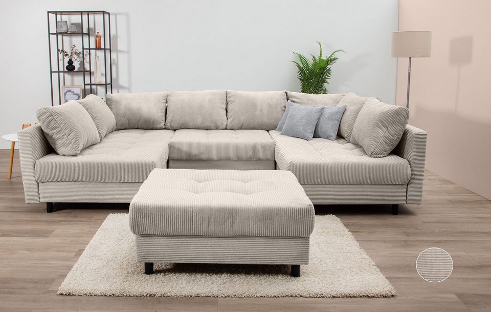 Home Affaire Wohnlandschaft Toni U Form Inklusive Hocker And Zierkissen